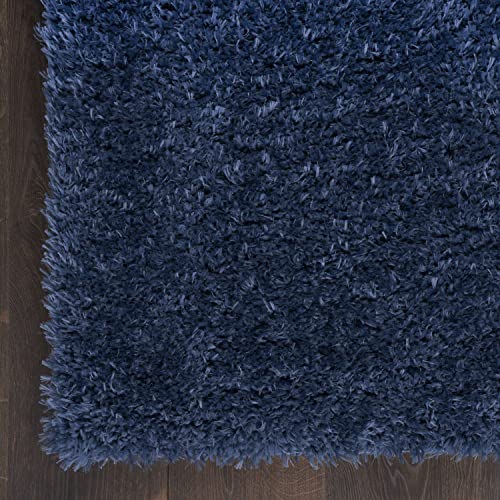 Nourison Lush Shag Modern & Contemporary Denim 5'3" x 7'3" Area -Rug, Easy -Cleaning, Non Shedding, Bed Room, Living Room, Dining Room, Kitchen (5x7)