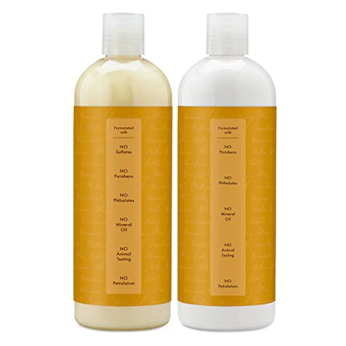 Shea Moisture Raw Shea Butter Shampoo and Conditioner Set, Deep Moisturizing with Sea Kelp & Argan Oil, Sulfate Free & Silicone Free, Curly Hair Products, Family Size, 16 Fl. Oz. Ea.