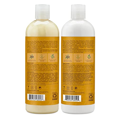 Shea Moisture Raw Shea Butter Shampoo and Conditioner Set, Deep Moisturizing with Sea Kelp & Argan Oil, Sulfate Free & Silicone Free, Curly Hair Products, Family Size, 16 Fl. Oz. Ea.