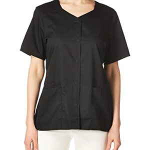 WonderWink Womens Wonderwork Short Sleeve Snap Medical Scrubs Jackets, Black, Large US