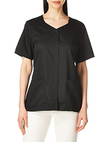 WonderWink Womens Wonderwork Short Sleeve Snap Medical Scrubs Jackets, Black, Large US