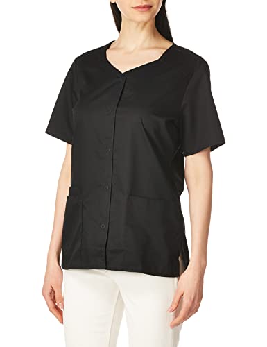 WonderWink Womens Wonderwork Short Sleeve Snap Medical Scrubs Jackets, Black, Large US