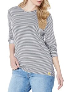 wonderwink women's striped long sleeve tee, pewter/white, medium