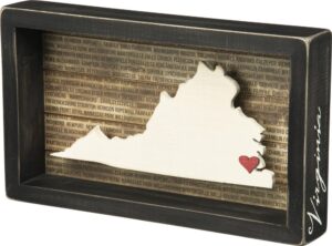 primitives by kathy 27809 box sign, 11" x 6.5", virginia