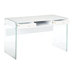 Coaster Home Furnishings Dobrev 2-Drawer Writing Desk Glossy White and Clear