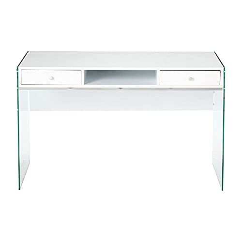 Coaster Home Furnishings Dobrev 2-Drawer Writing Desk Glossy White and Clear