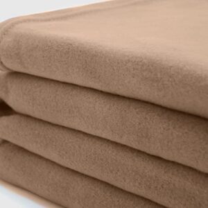 Dreamscene Large Warm Polar Fleece Throw Over Soft Blanket Luxury Plain Sofa Bed (Medium - 50" x 60", Natural Tan)