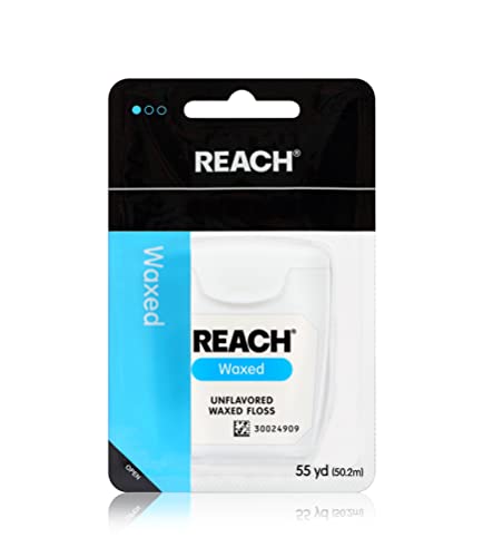 Reach Waxed Dental Floss Bundle | Effective Plaque Removal, Extra Wide Cleaning Surface | Shred Resistance & Tension, Slides Smoothly & Easily, PFAS FREE | Unflavored, 55 YD, 6pk