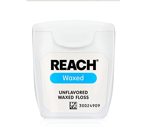 Reach Waxed Dental Floss Bundle | Effective Plaque Removal, Extra Wide Cleaning Surface | Shred Resistance & Tension, Slides Smoothly & Easily, PFAS FREE | Unflavored, 55 YD, 6pk