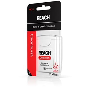 Reach Waxed Dental Floss Bundle | Effective Plaque Removal, Extra Wide Cleaning Surface | Shred Resistance & Tension, Slides Smoothly & Easily , PFAS FREE | Cinnamon Flavored, 55 Yard (Pack of 6)