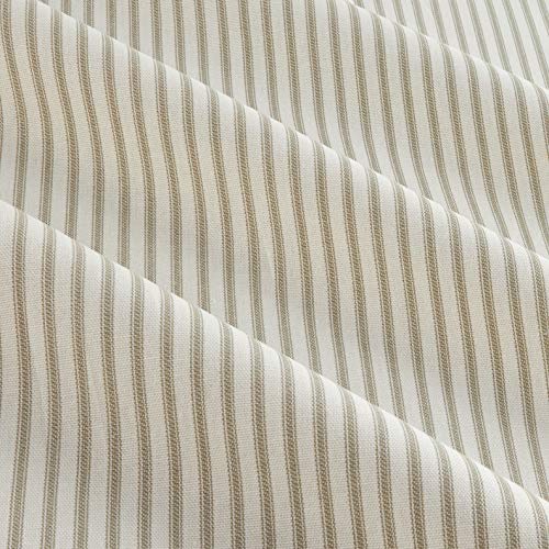 Vertical Ticking Stripe Cotton Duck Ivory/Tan, Fabric by the Yard