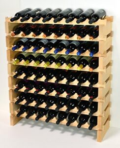 sfdisplay.com,llc. modular wine rack beechwood 32-96 bottle capacity 8 bottles across up to 12 rows newest improved model (64 bottles - 8 rows)