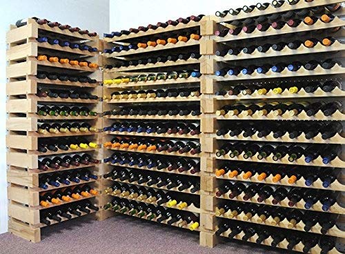 sfDisplay.com,LLC. Modular Wine Rack Beechwood 32-96 Bottle Capacity 8 Bottles Across up to 12 Rows Newest Improved Model (32 Bottles - 4 Rows)