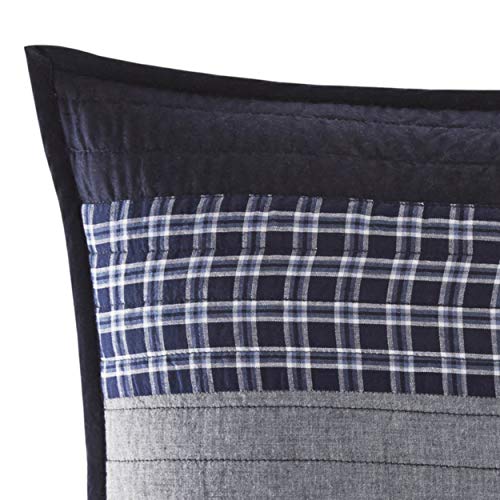 Nautica Home | Adleson Collection | 100% Cotton Quilted Accent Standard Sham, Envelope Closure, Pre-Washed for Added Softness, Easy Care Machine Washable, 20" x 26", Blue/Grey