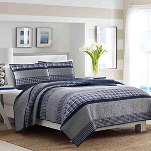 nautica - queen quilt, cotton reversible bedding, home decor for all seasons (adelson blue, queen)