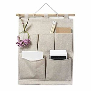 kingree over the door magazine storage pockets, wall door closet hanging storage bag organizer, (5 pockets-nature)