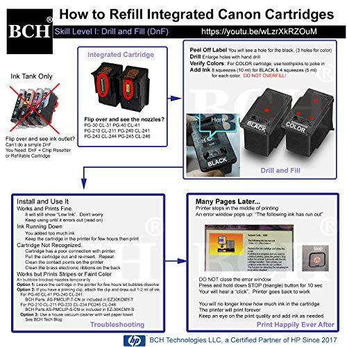 BCH ID30KCMY Printer Refill Ink for PG 240 243 245 CL 241 244 246 XL Cartridges