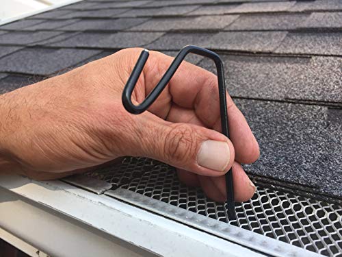 Black Halloween Christmas HookTM 50 Count | for gutters with mesh Gutter Guard | Clips | Hangers | to Hang Christmas Lights on gutters with Gutter Guard in Place | Clip | Made in USA