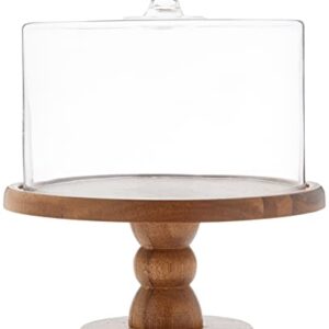 American Atelier , Brown Madera Pedestal Plate with Lid – Domed Serving Cake Stand – for Cupcakes, Pies, Veggie Platter, Desserts & Chip and Dip