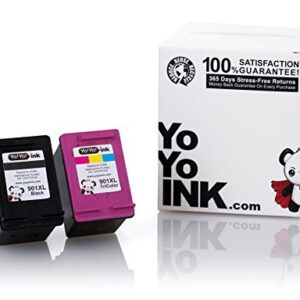 YoYoink Remanufactured Ink Cartridge Replacement for HP 901XL 901 XL High Yield (1 Black, 1 Color; 2 Pack) for Printer HP Officejet 4500 J4680 J4550 J4580