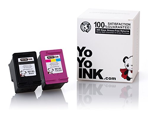 YoYoink Remanufactured Ink Cartridge Replacement for HP 901XL 901 XL High Yield (1 Black, 1 Color; 2 Pack) for Printer HP Officejet 4500 J4680 J4550 J4580