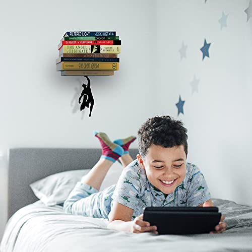 Artori Design Floating Bookshelf for Kids Invisible Shelf - Metal Book Shelf for Wall Decore Book Lovers - Bookshelf Floating Book Shelves for Wall - Superhero Home Decore Bookshelves (Superhero)