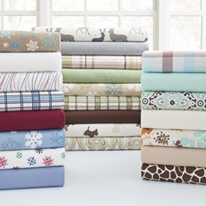 Pointehaven Flannel 170 GSM Sheet Set,Twin Winter Dogs