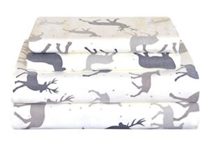 pointehaven flannel 170 gsm sheet set,queen autumn deer