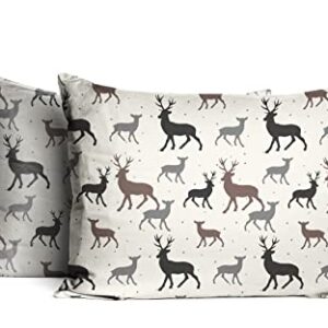 Pointehaven Flannel 170 GSM Sheet Set,Queen Autumn Deer