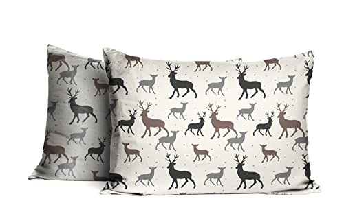 Pointehaven Flannel 170 GSM Sheet Set,Queen Autumn Deer