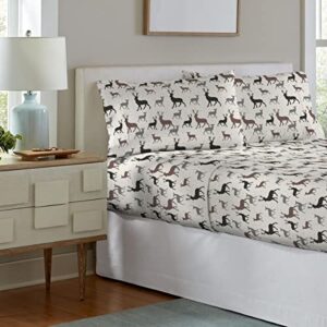 Pointehaven Flannel 170 GSM Sheet Set,Queen Autumn Deer