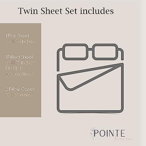 Pointehaven 100% Cotton Percale Sheets Twin Size - Printed Bed Sheet & Pillowcase Sets - Soft Cotton 3 Piece Bed Sheets Set - Fits Mattress 18 inches Deep Pocket - Color (Cedar, Twin)