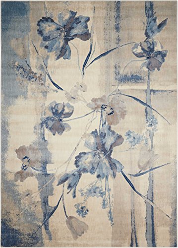 Nourison Somerset Floral Ivory/Blue 7'9" x 10'10" Area-Rug, Easy-Cleaning, Non Shedding, Bed Room, Living Room, Dining Room, Kitchen (8x11)