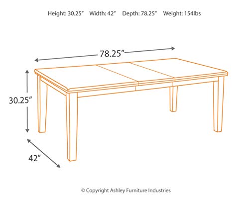 Signature Design by Ashley Haddigan Traditional Rectangular Dining Extension Table, Seats up to 8, Dark Brown