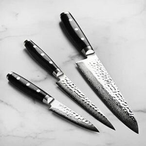 Enso HD Knife Set - Made in Japan - VG10 Hammered Damscus Japanese Stainless Steel - Cutlery Set with Chef's, Utility & Paring Knives