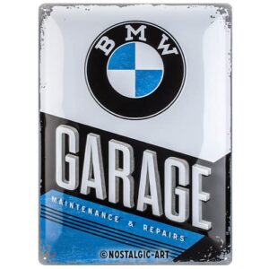 nostalgic-art retro tin sign, bmw – garage – gift idea for car accessoires fans, metal plaque, vintage design for decoration, 11.8" x 15.7"