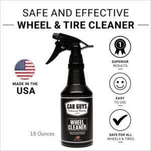 CAR GUYS Wheel Cleaner | Effective Rim and Tire Cleaner | Safe & Versatile Brake Dust Remover for Alloy, Chrome, Aluminum Rims, White Wall Tires, and More! | 18 Oz