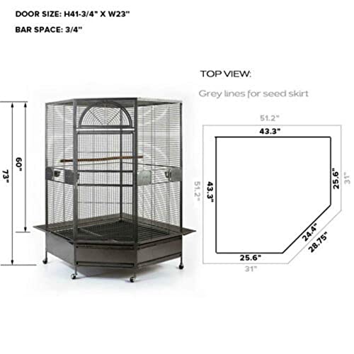 Flyline Parrot Escape Jumbo Corner Bird Cage Aviary (X-Large)....