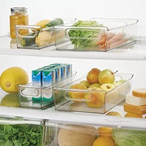 mDesign Plastic Kitchen Pantry Cabinet, Refrigerator or Freezer Food Storage Bins with Handles - Organizers for Fruit, Yogurt, Drinks, Snacks, Pasta, Condiments - Set of 4 - Clear