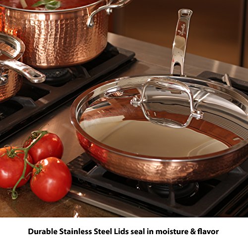 Lagostina Martellata Hammered Copper Cookware Set 10 Piece Copper and Silver