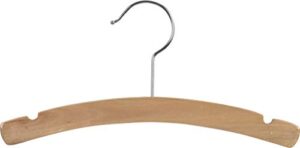 the great american hanger company rounded wooden kids hanger, box of 25 12 inch wood top hangers w/natural finish & chrome swivel hook for childrens clothes