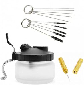 4 set airbrush spray gun wash cleaning tools needle nozzle brush glass cleaning pot holder