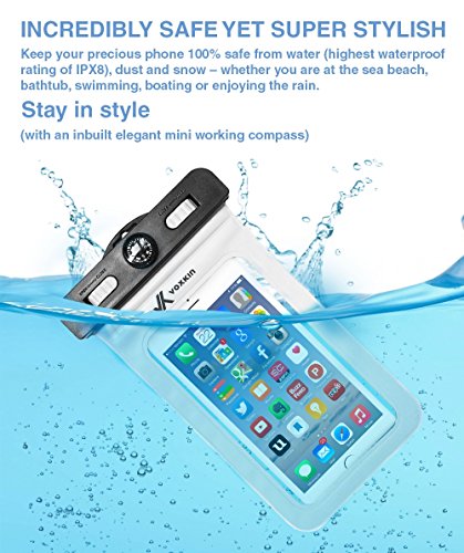 Voxkin ★ Premium Quality Universal Waterproof Case Including Armband ✚ Compass ✚ Lanyard - Best Water Proof, Dustproof Bag for iPhone 12 Pro Max, 12 Mini, S21 Ultra, S20, OnePlus 8, Pixel 5