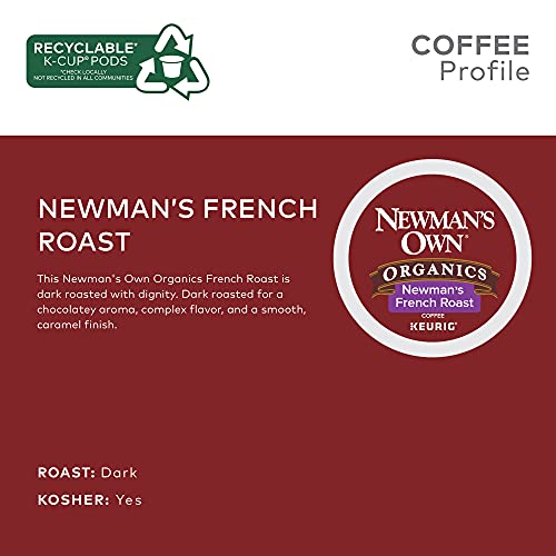 Newman's Own Organics French Roast, Single-Serve Keurig K-Cup Pods, Dark Roast Coffee Pods, 72 Count