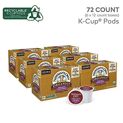 Newman's Own Organics French Roast, Single-Serve Keurig K-Cup Pods, Dark Roast Coffee Pods, 72 Count