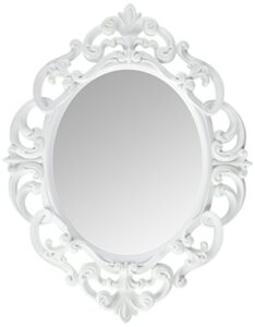 kole imports oval vintage wall mirror, white, 11.5 x 15 inch