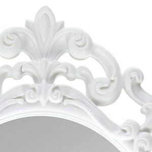 Kole Imports Oval Vintage Wall Mirror, White, 11.5 x 15 Inch