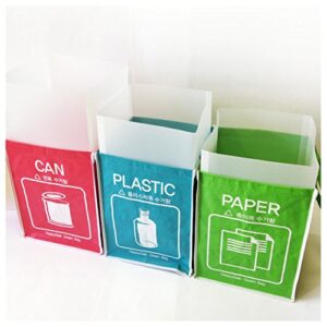 recycle bin separate recycle bag waste baskets compartment container with inner frame (3 bins + 3 inner frames) by happy sale