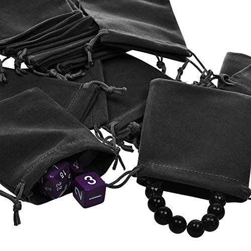 BLUECELL Pack of 20pcs 3" X 4" Velvet Drawstring Cloth Jewelry / Gift / Headphones Bag / Pouches (Black)