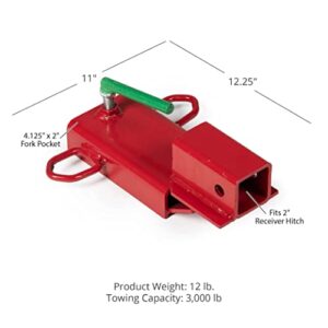 Titan Attachments Clamp On Forklift 2" Hitch Receiver, Single Pallet Fork Blade Insert, Fork Mounted Trailer Towing Adapter, 3000 LB Towing Capacity, Easy to Install, Move Trailers, Campers, Boats